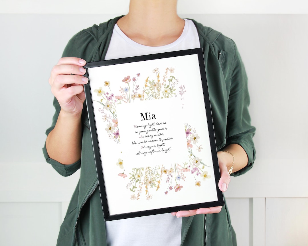 Mia Acrostic Name Poem, Floral Nursery, Bedroom Art, Little Girl ...