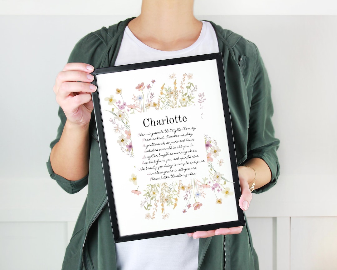 Charlotte Acrostic Name Poem, Floral Nursery, Bedroom Art, Little Girl ...