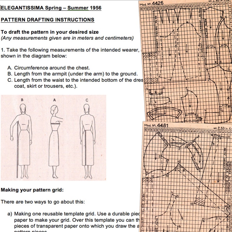 Pdfs of Vintage 50s Pattern Drafting System Instant Download - Etsy