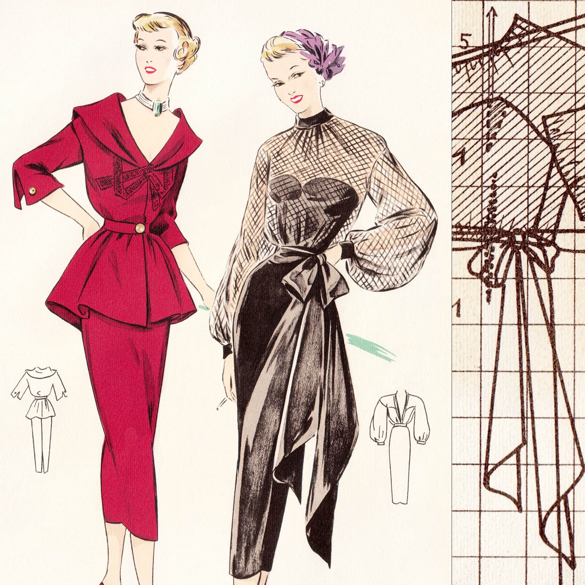 Pdfs of Vintage 50s Sewing Pattern System Winter Season 1951 - Etsy