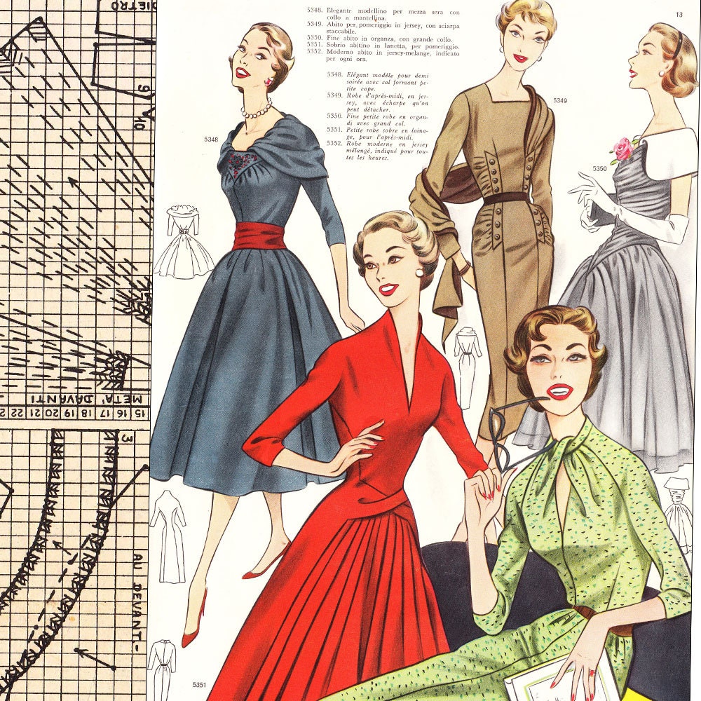 Pdfs of Vintage 50s Pattern Drafting System Instant Download - Etsy