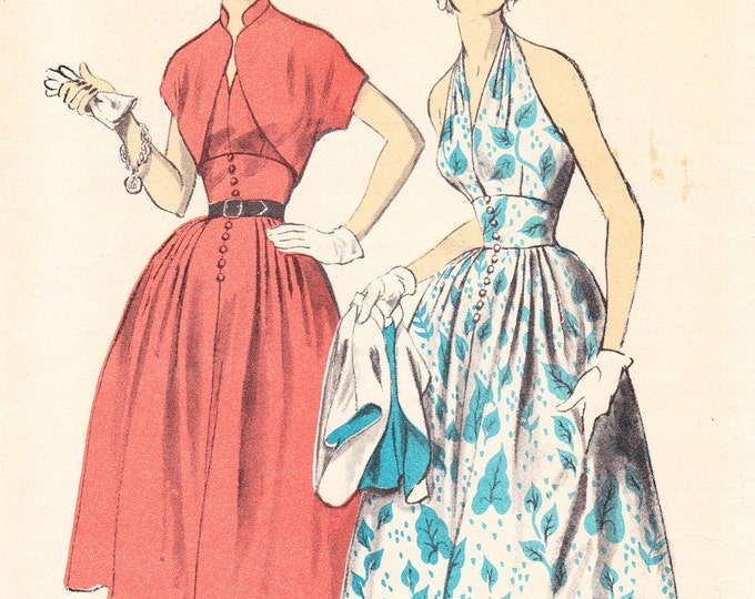 Vintage 1950s Halter Neck Dress and Bolero Pattern Advance 6077 - Etsy