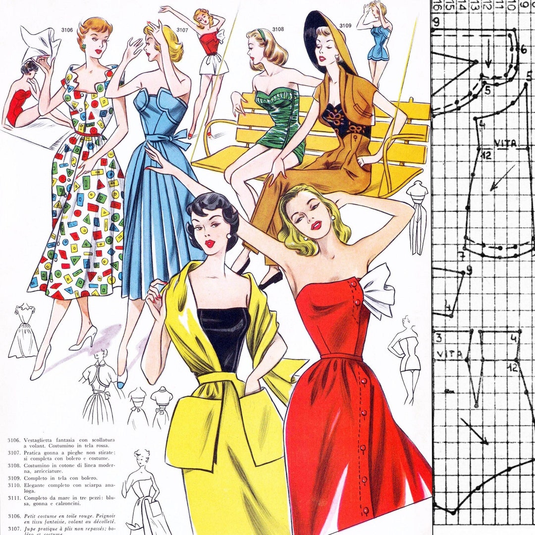 Pdfs of Vintage 50s Pattern Drafting System Instant Download Summer ...