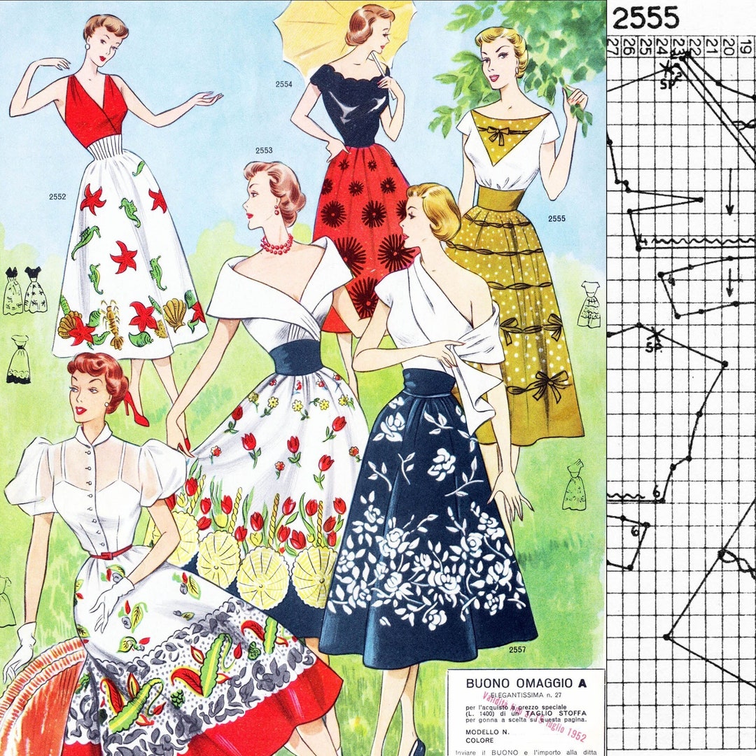 Pdfs of Vintage 50s Pattern Drafting System - Instant Download - Summer ...