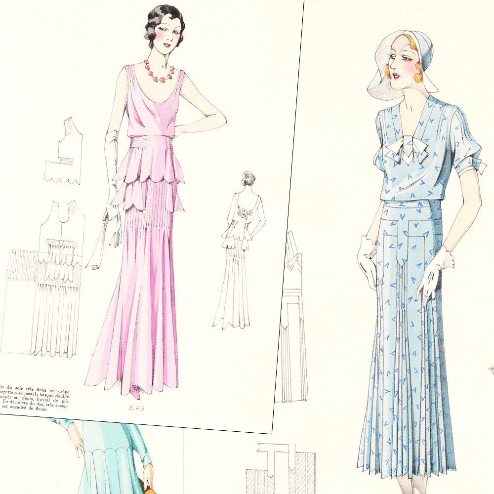PDF of 30s Haute Couture Fashion Catalog croquis - Etsy