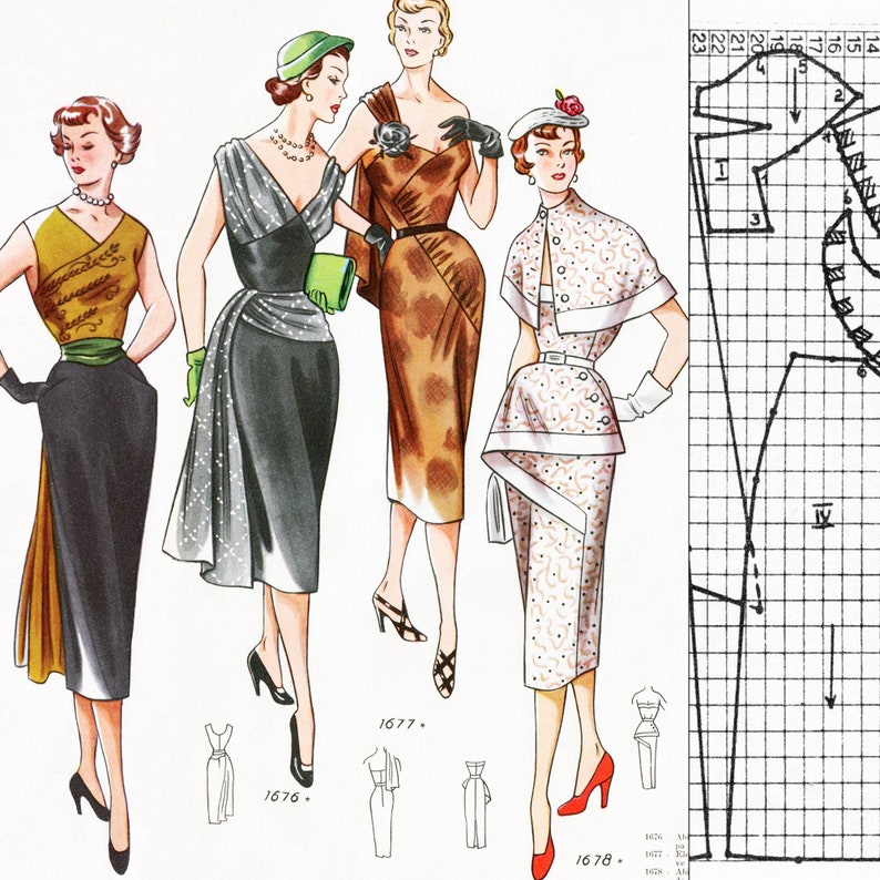Vintage 50s Sewing Pattern Drafting System • Summer 1952 • PDF Download ...