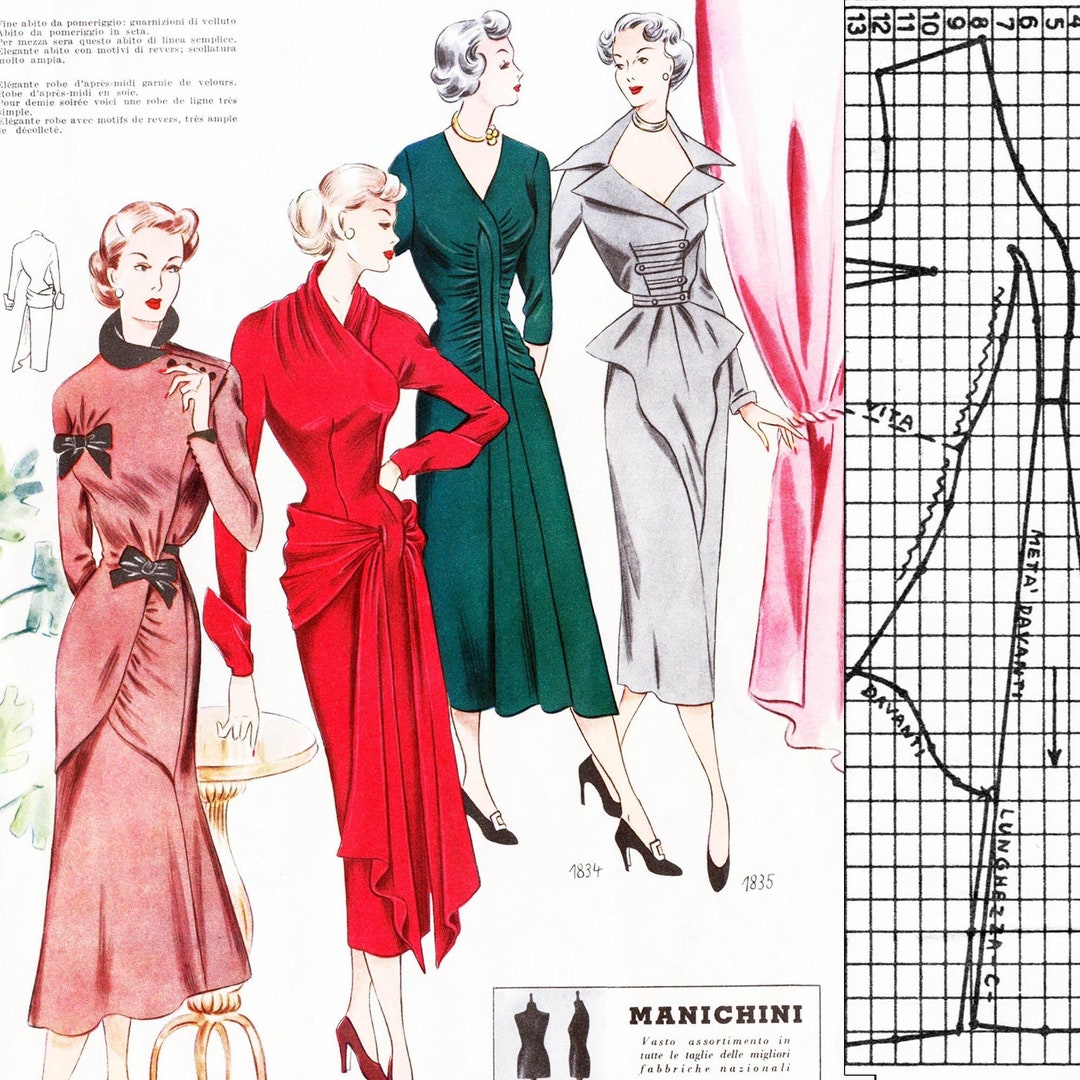 Pdfs of Vintage 50s Pattern Drafting System Instant Download Winter ...