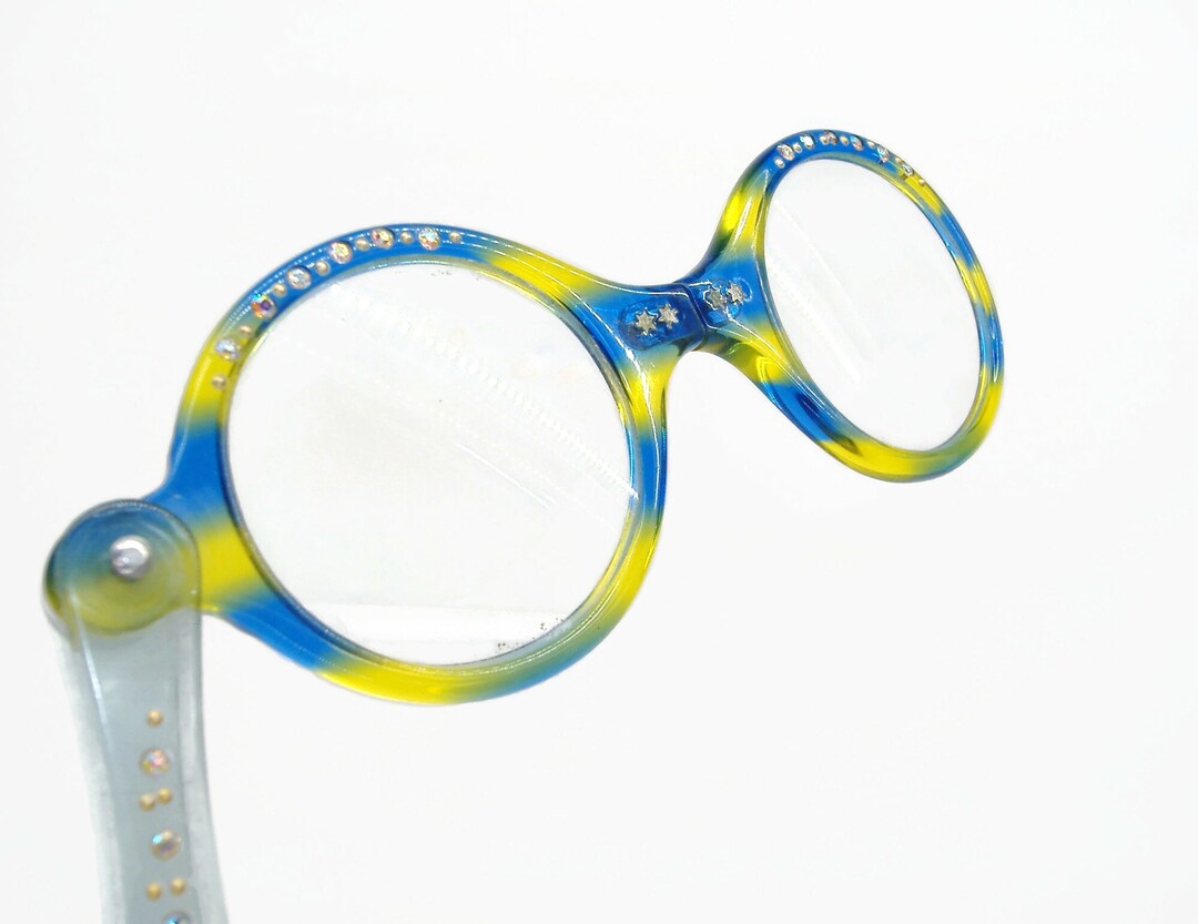 Vintage Blue Lorgnette Reading Glasses Eyeglasses With Aurora ...