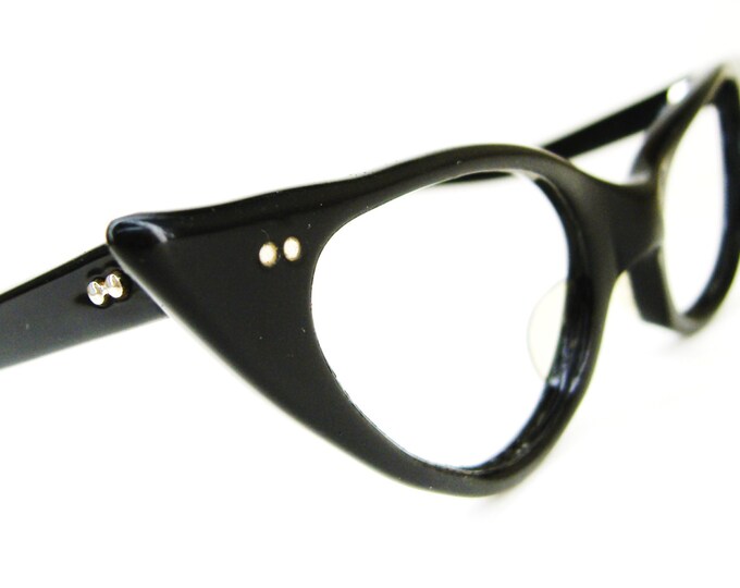 Vintage Retro Black Cat Eye Eyeglasses Sunglasses Frame Etsy