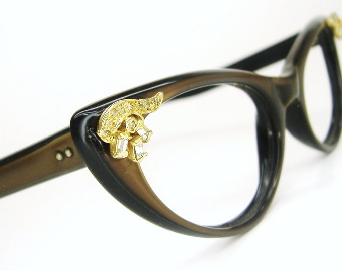 Vintage Bling Cat Eye Eyeglasses Sunglasses Frame Etsy