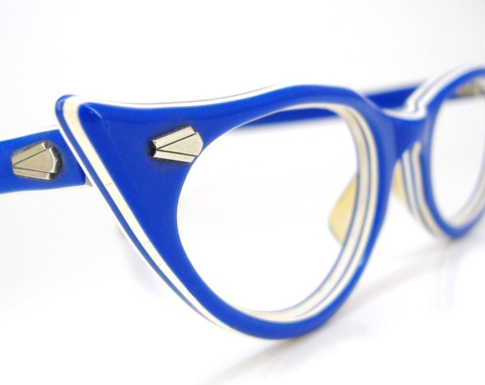 Vintage 50s Sapphire Blue Cat Eye Eyeglasses Frames - Etsy
