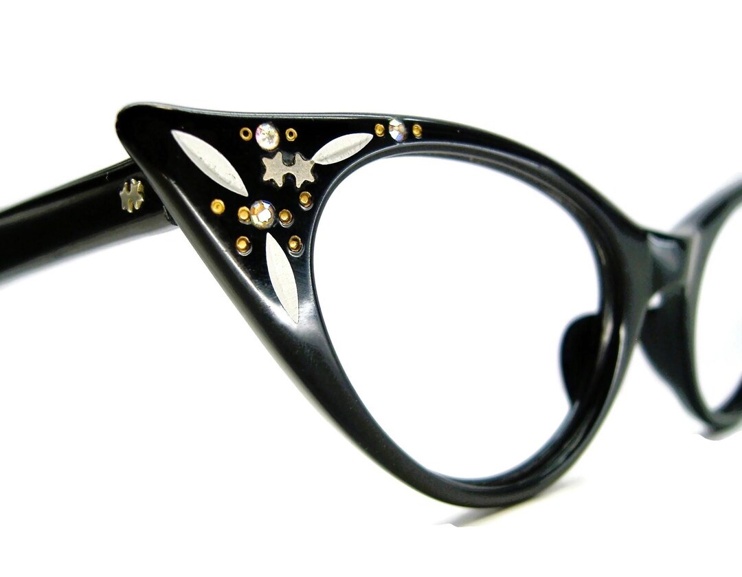 Vintage Black Pointy Cat Eye Glasses Eyeglasses or Sunglasses ...