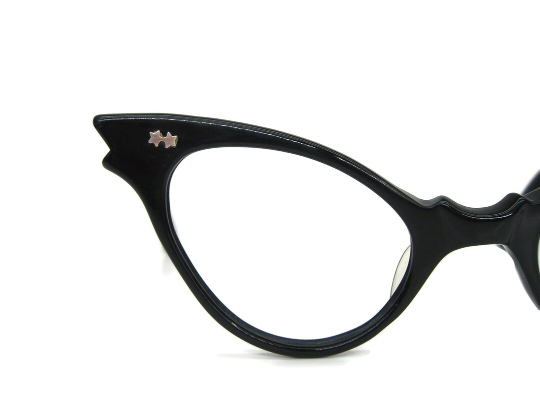 Vintage Pointy Black Cat Eye Glasses Sunglasses or Eyeglasses Frames 42 ...