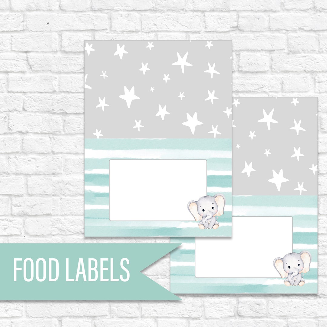 Food Table Tent Labels Digital Download Files With Elephant - Etsy