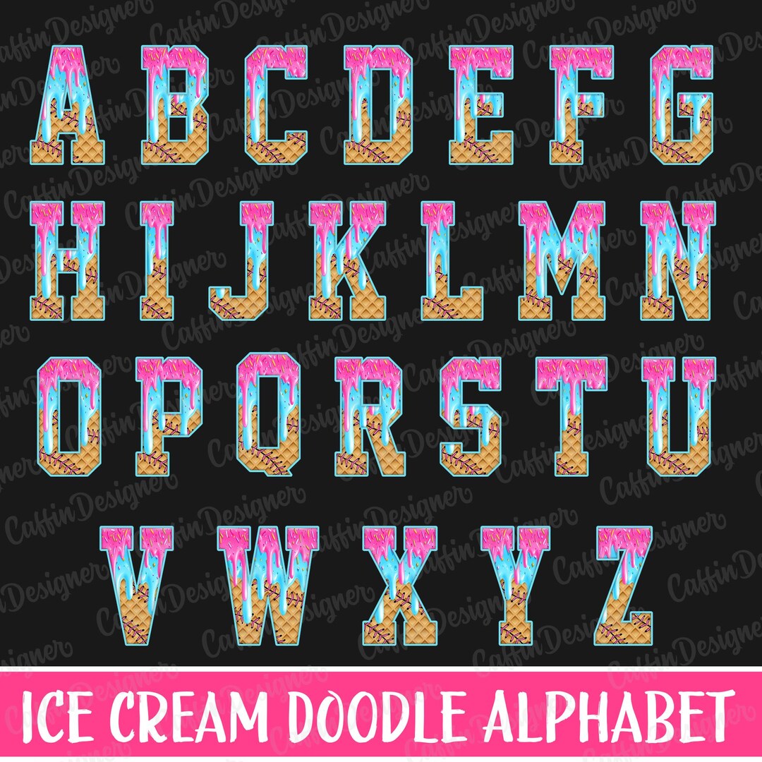 Ice Cream Alphabet PNG, Drip Letters Clipart, Waffle Cone Font ...