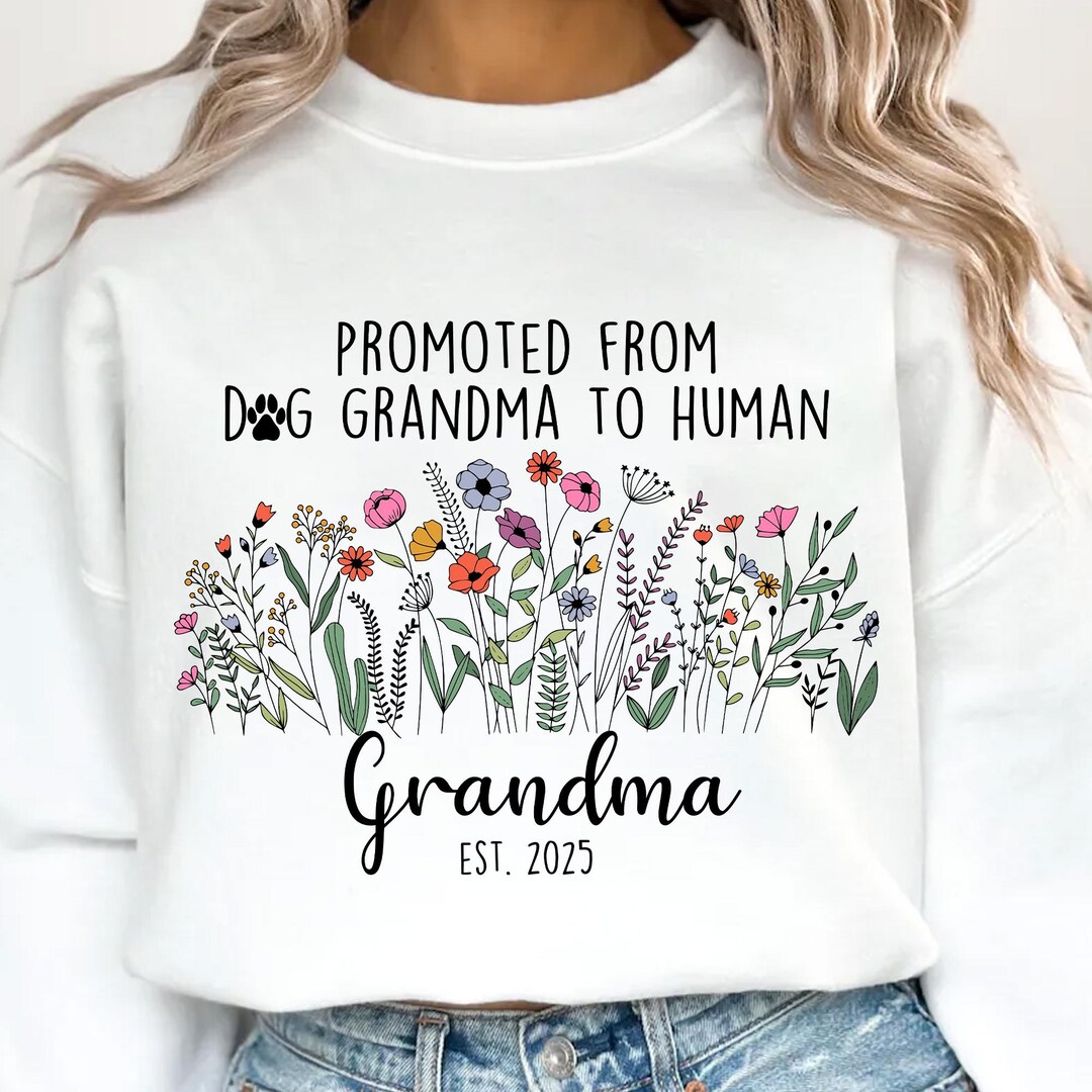 Promoted to Grandma PNG, Dog Grandma to Human Grandma, Floral Grandma ...