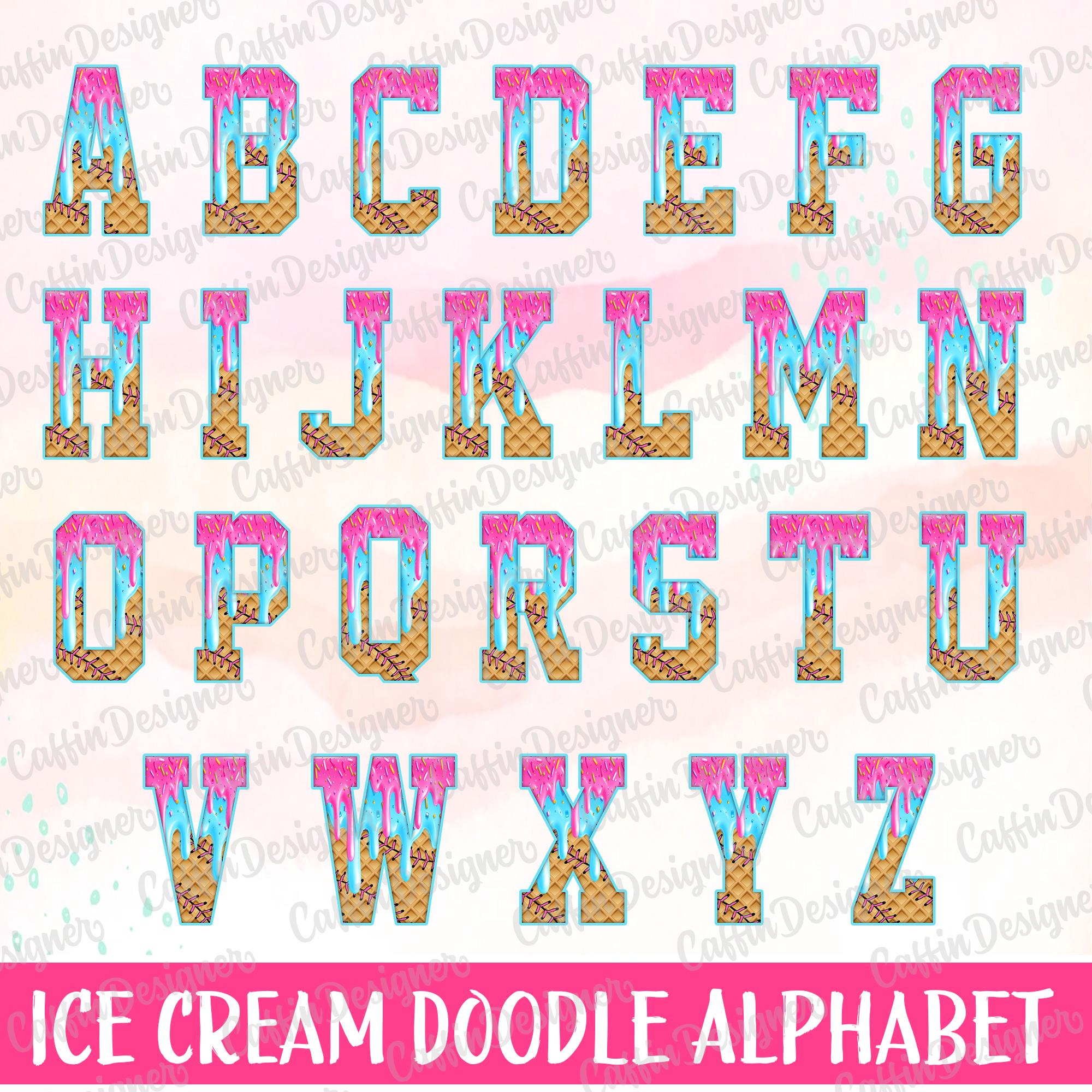 Ice Cream Alphabet PNG, Drip Letters Clipart, Waffle Cone Font ...