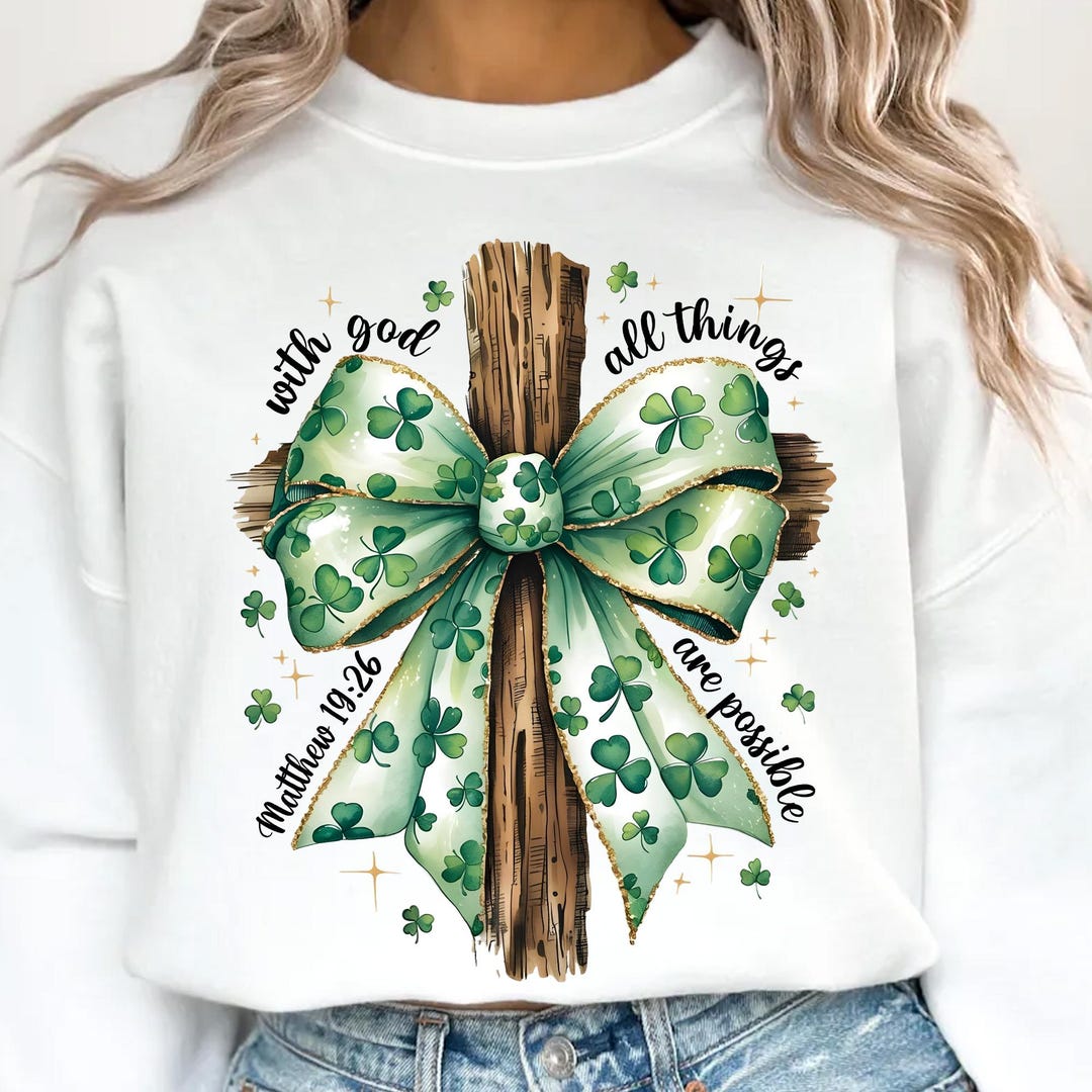 St. Patrick's Day Png, Christian Cross Png, God Faith Png, Shamrock Bow ...