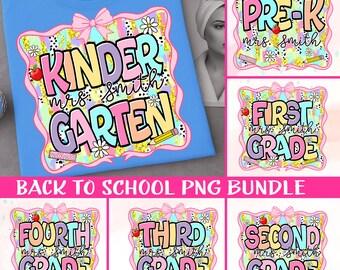 Preppy Back to School PNG Bundle, Coquette School First Day, Teacher ...