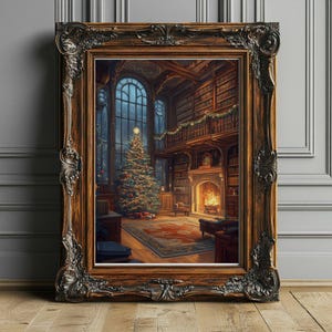 Christmas Library Decor Narnia Art, Enchanted Fireside Christmas Cozy ...