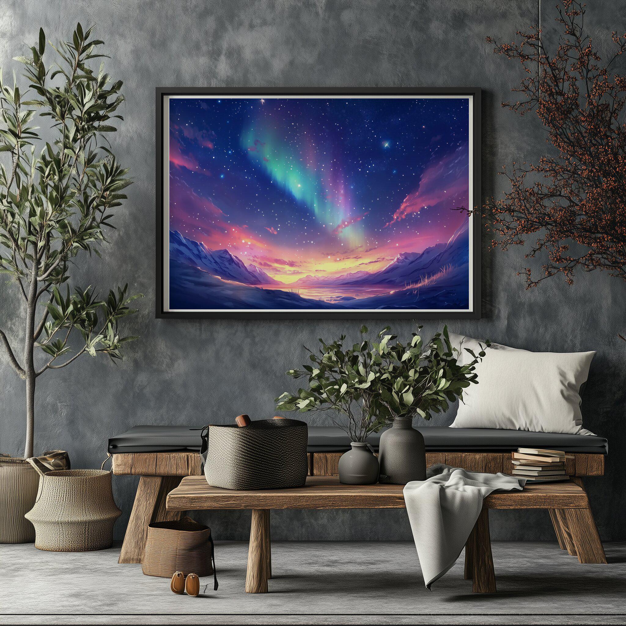 Northern Lights Art Anime Snow, the Silent Aurora Night Sky Arctic Art ...