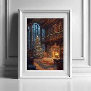 Christmas Library Decor Narnia Art, Enchanted Fireside Christmas Cozy ...