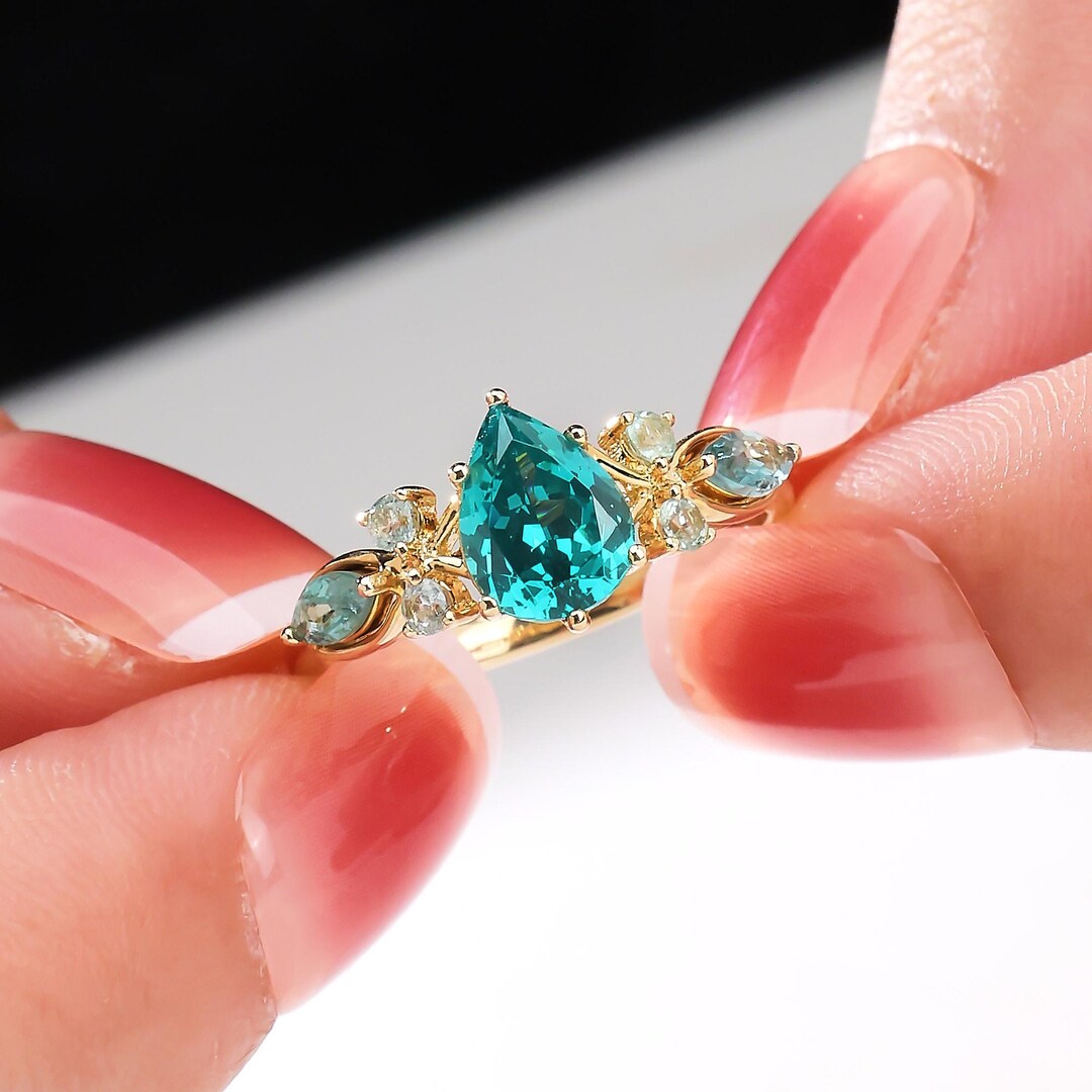 Lab-grown Garnet Ring Engagement Ring 14k Yellow Gold Ring Women ...