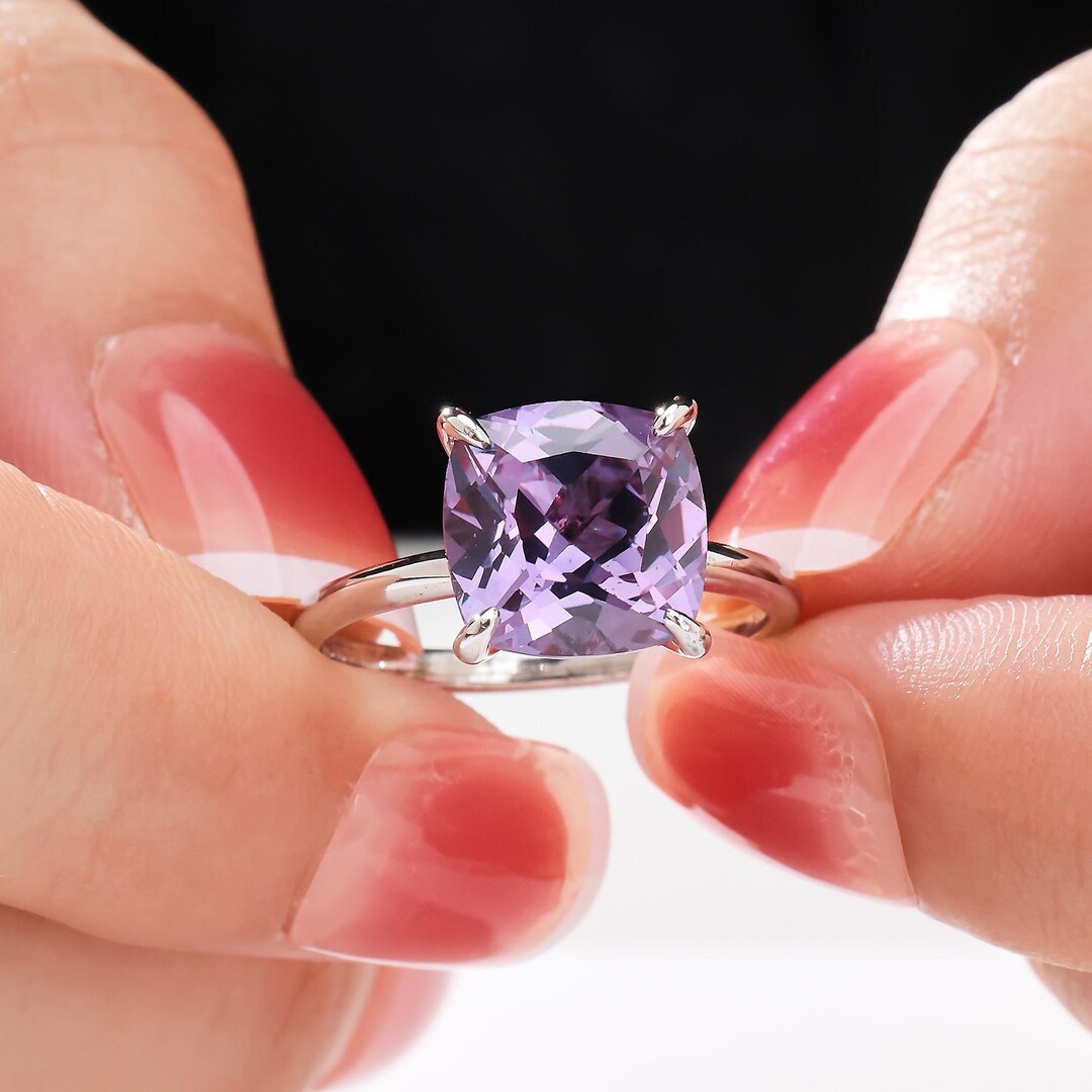 Simple Purple Alexandrite Ring Engagement Ring 14k Yellow Gold Ring ...