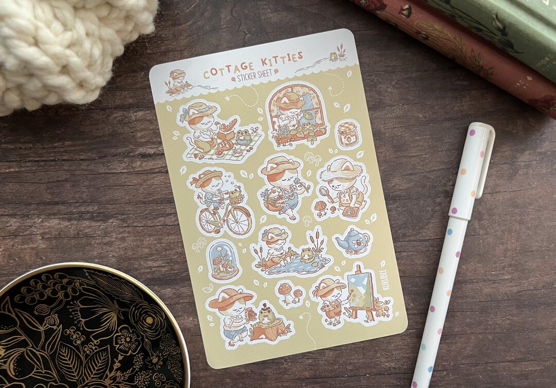 Cottage Kitties Kiss Cut Sticker Sheet - Etsy