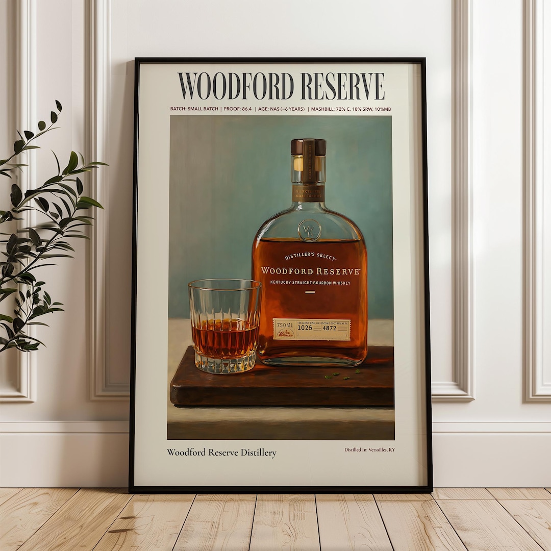 Woodford Reserve Bourbon Whiskey Poster | Bar Wall Art | Vintage Liquor ...