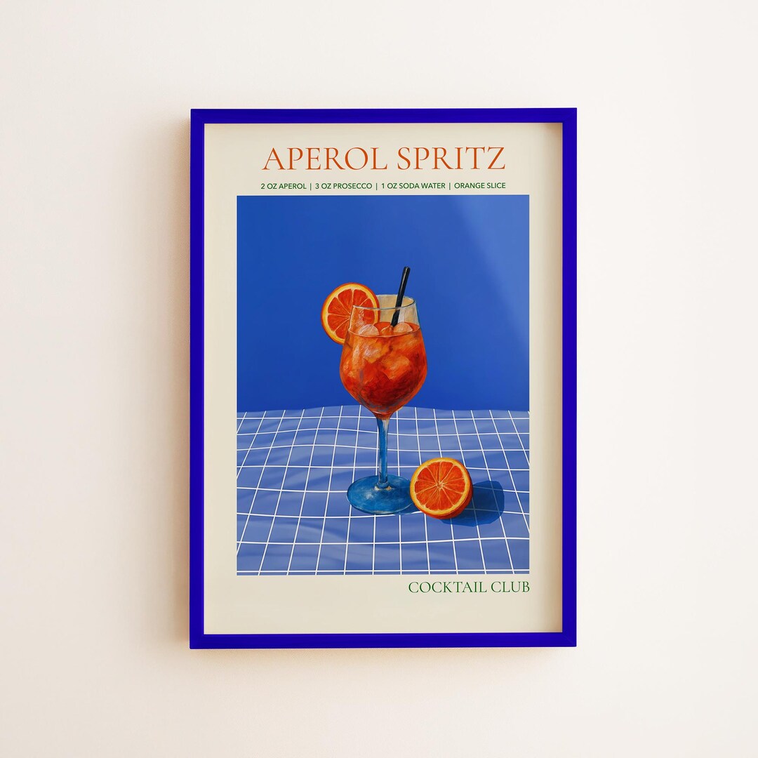 Aperol Spritz Digital Download | Cocktail Print Wall Art | Bar Cart ...