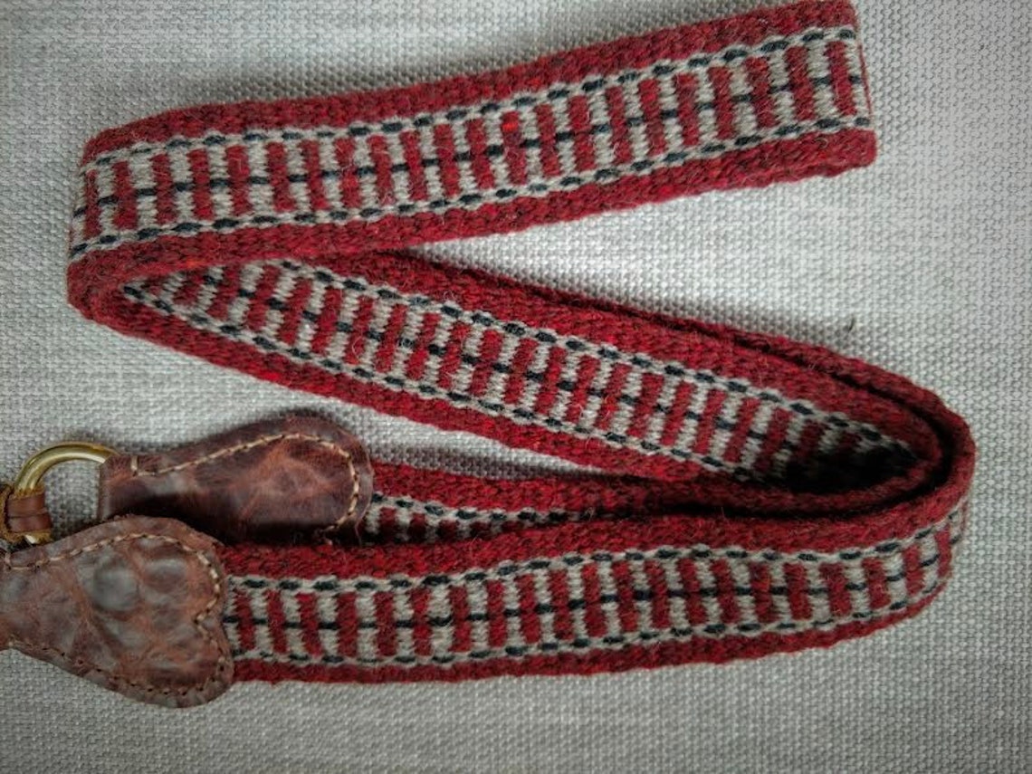 Handwoven Wool Powder Horn Strap with Leather Ends | Etsy