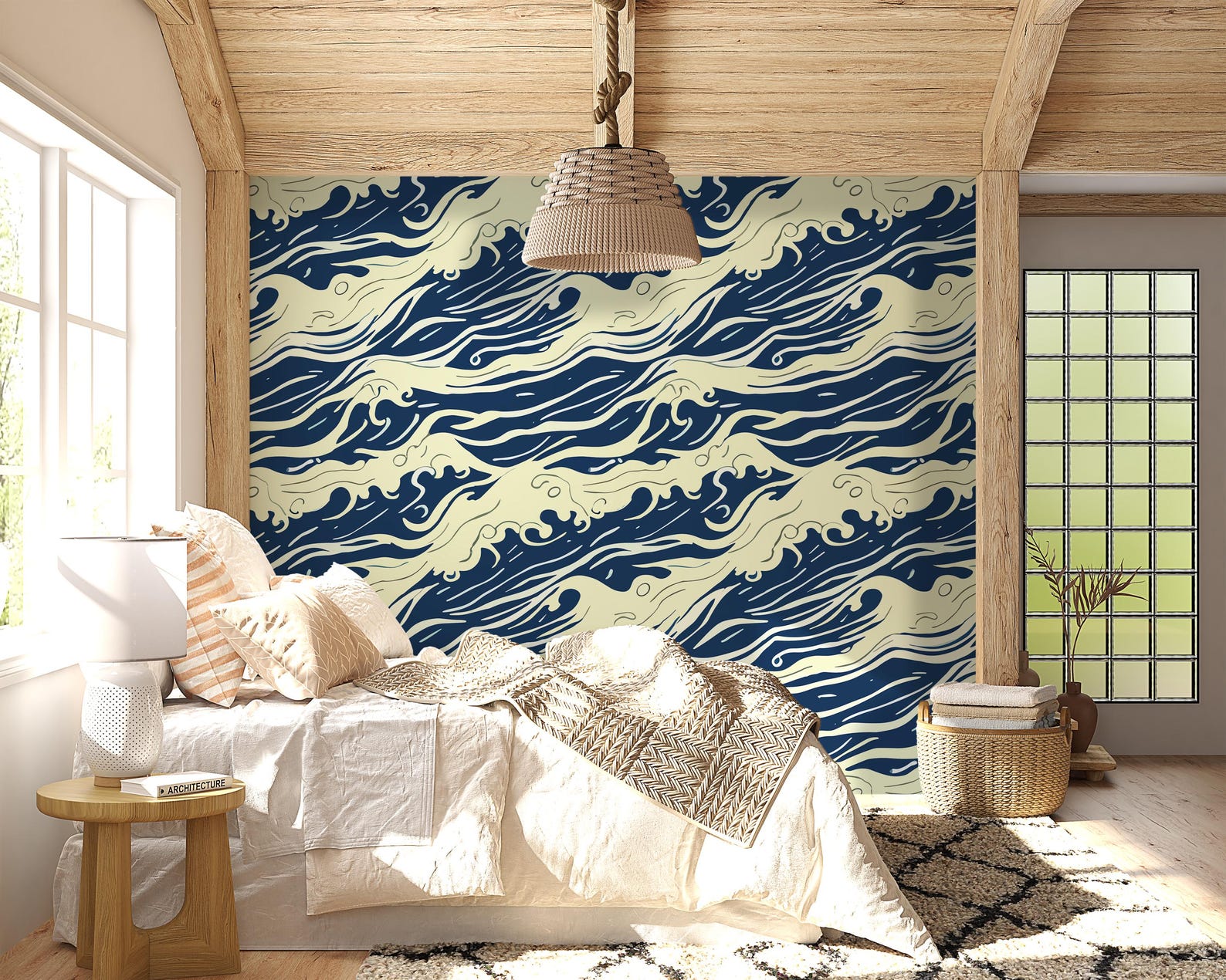 Ocean Waves Wall Decor | Nautical Wave Pattern Wall Mural L Mural ...