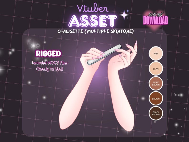 Vtuber Asset | Rigged Hand With Claws | Vtuber Props | Animated Glam ...