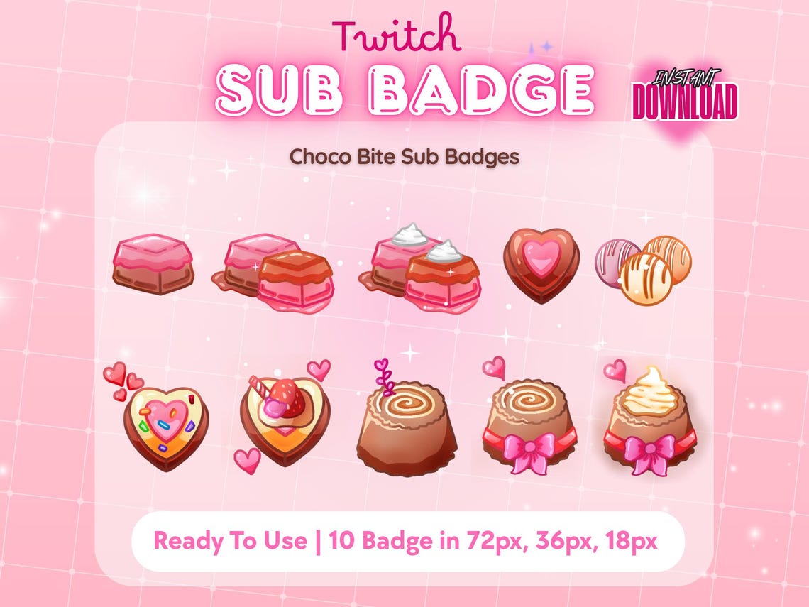 Cute Chocolate Sub Badges – Cute Twitch Tier Badges, Sweet Candy ...