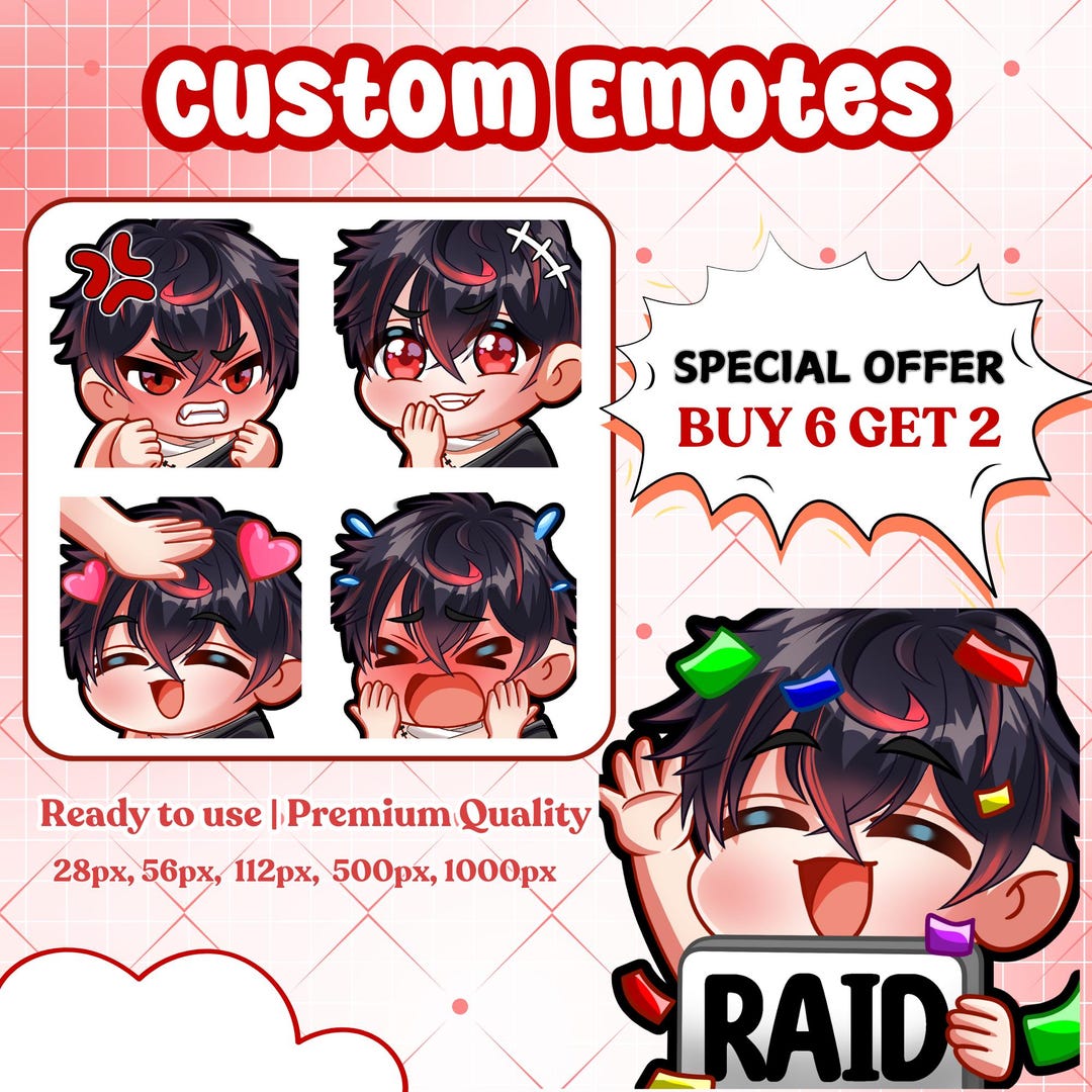 Custom Twitch Emotes or Kick Emotes, Anime Emotes, Vtuber Cute Chibi ...