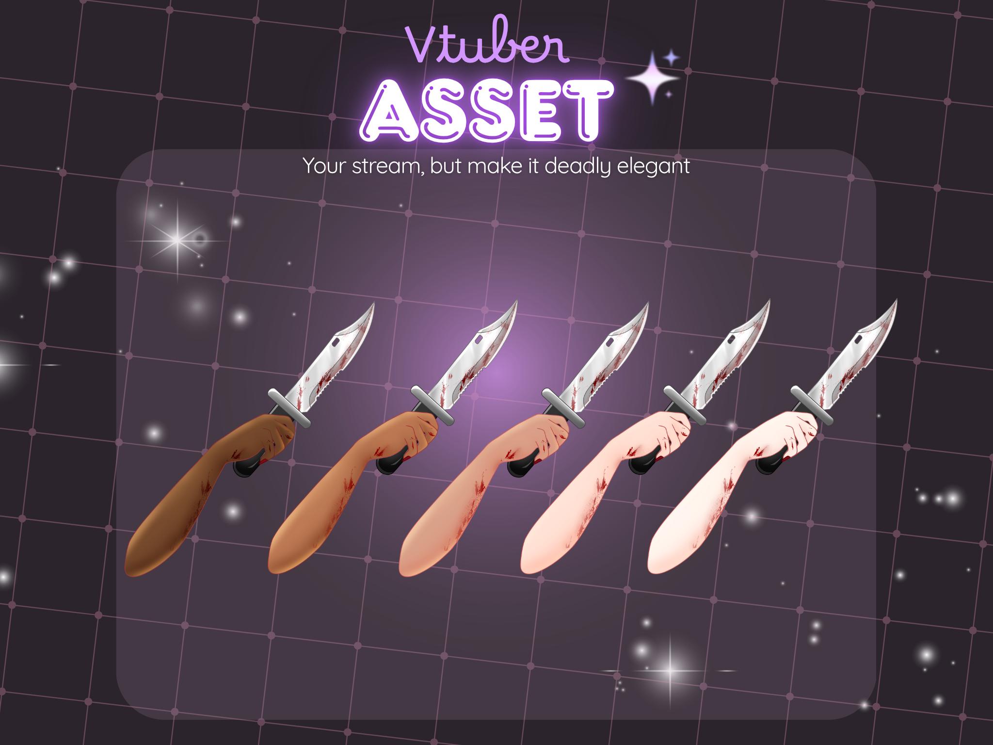 Vtuber Asset | Rigged Hand Holding Bloody Knife | Animated Horror Prop ...