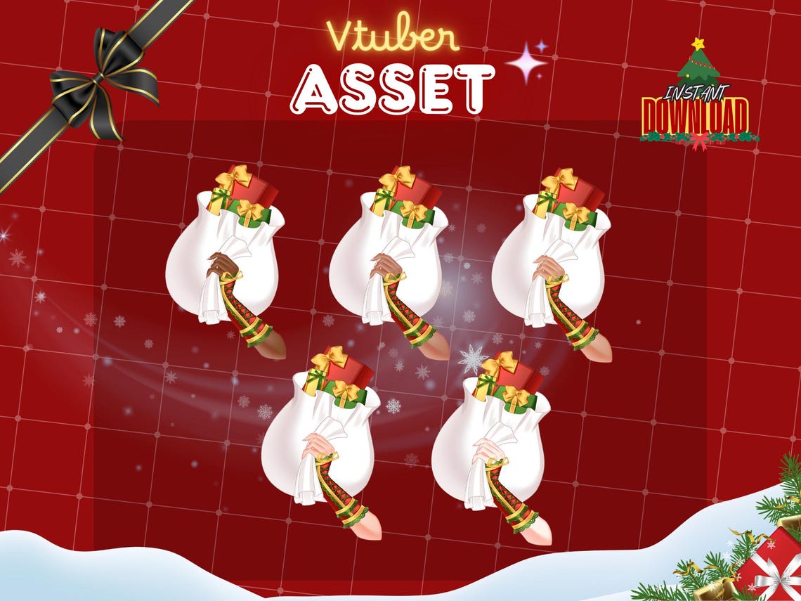 Vtuber Asset | Rigged Hand Holding Christmas Gift Bag | Animated ...