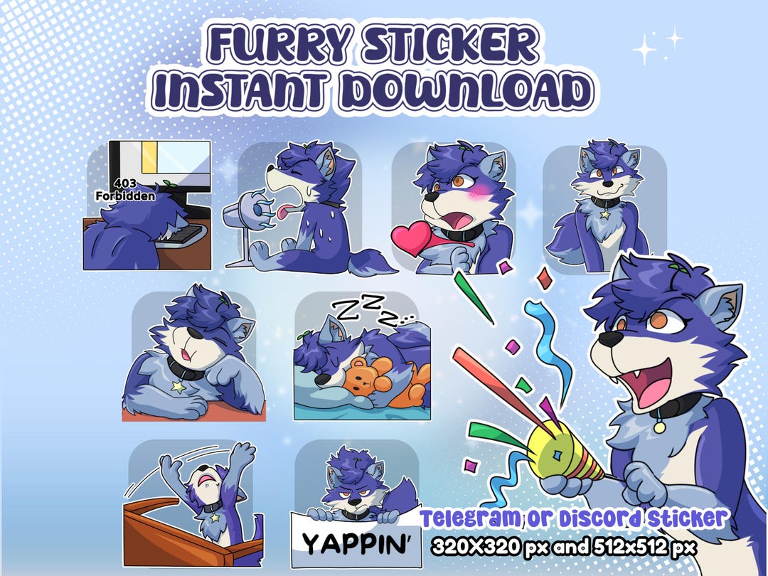 Telegram Stickers - Furry Emotes Digital Stickers Fursona, Stickers ...
