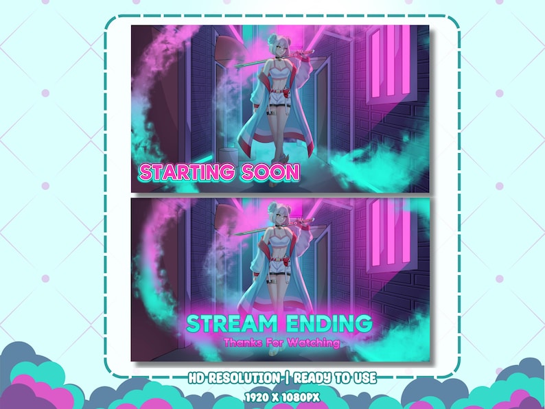 Custom Animated Stream Screen / Twitch Overlay Package / Starting Soon ...