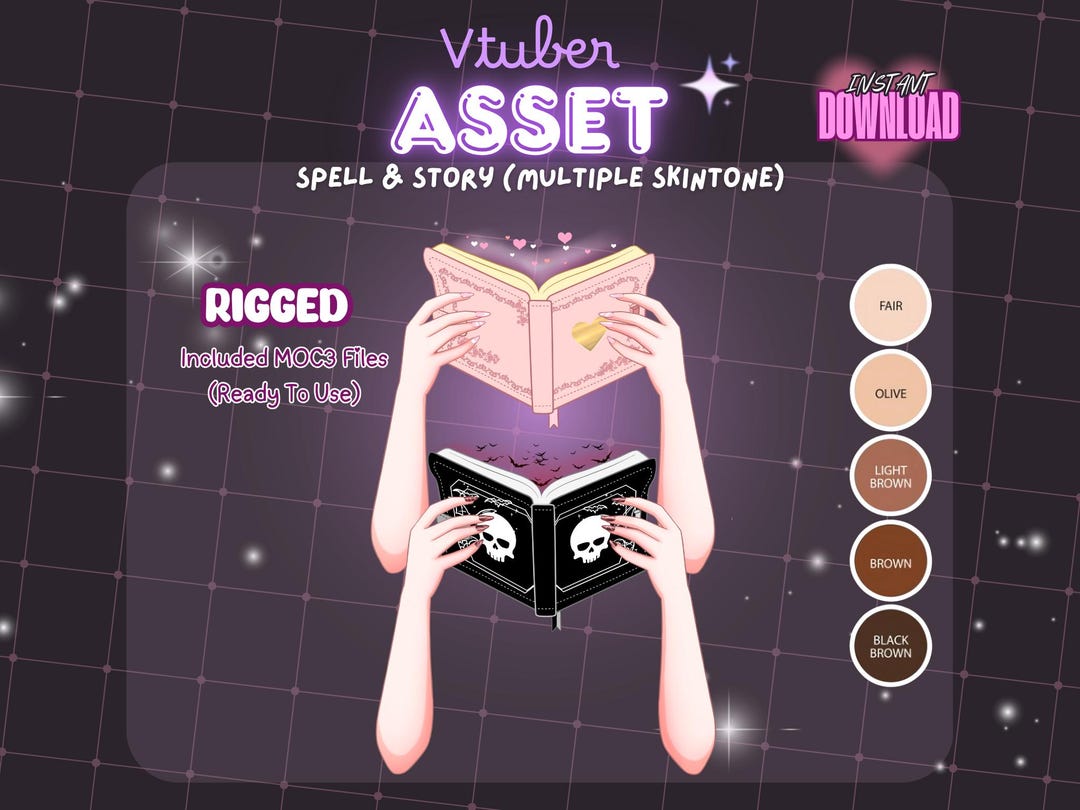 Vtuber Asset | Rigged Hand Holding Book | Spellbook & Storybook Themes | Animated Reading Prop ...