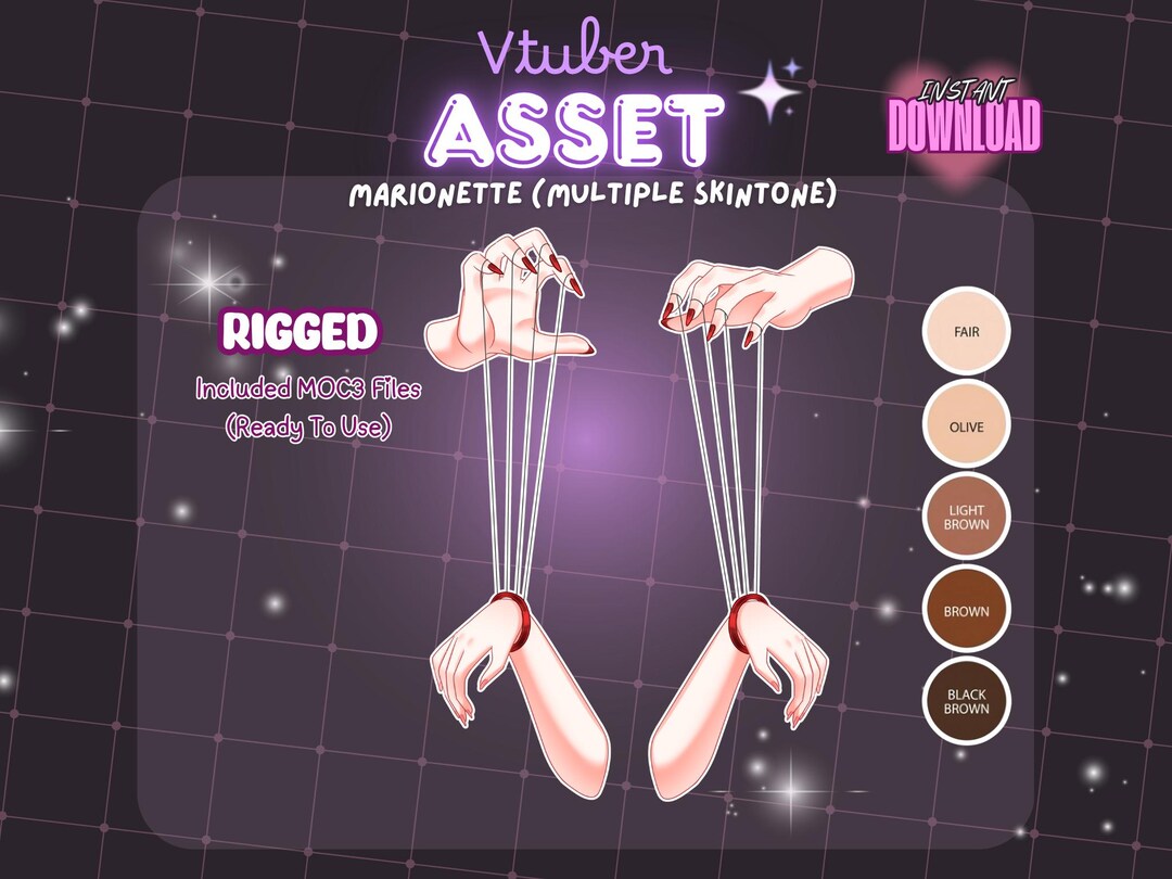 Vtuber Asset | Rigged Marionette Puppet Hand | Animated String-controlled Vtuber Prop | Live2d ...