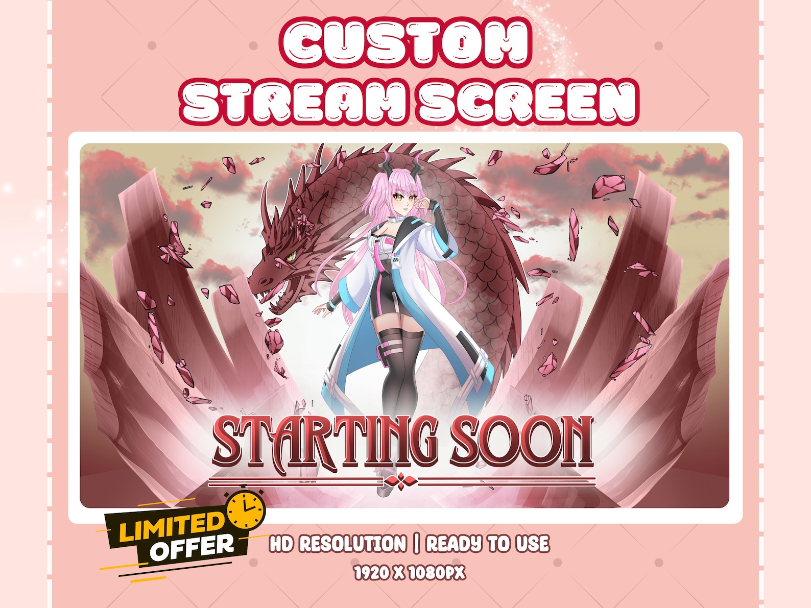 Custom Animated Stream Screen / Twitch Overlay Package / Starting Soon ...