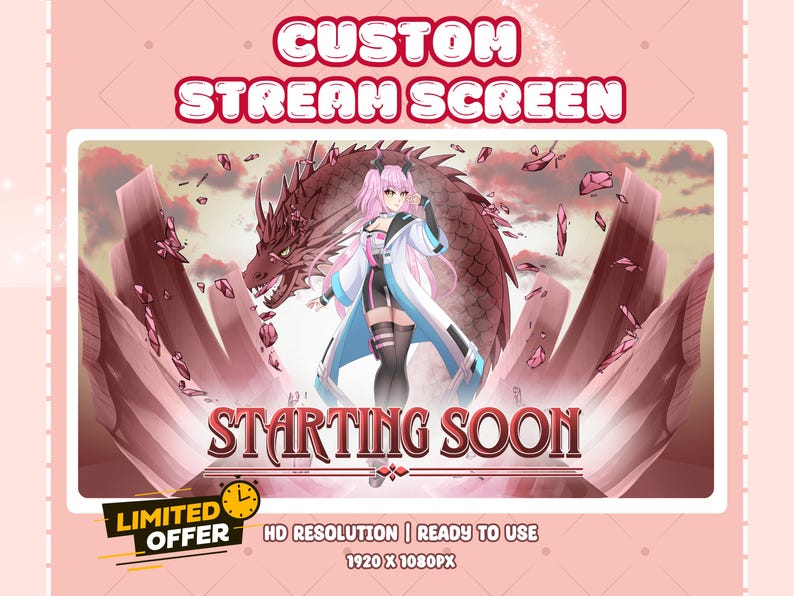 Custom Animated Stream Screen / Twitch Overlay Package / Starting Soon ...