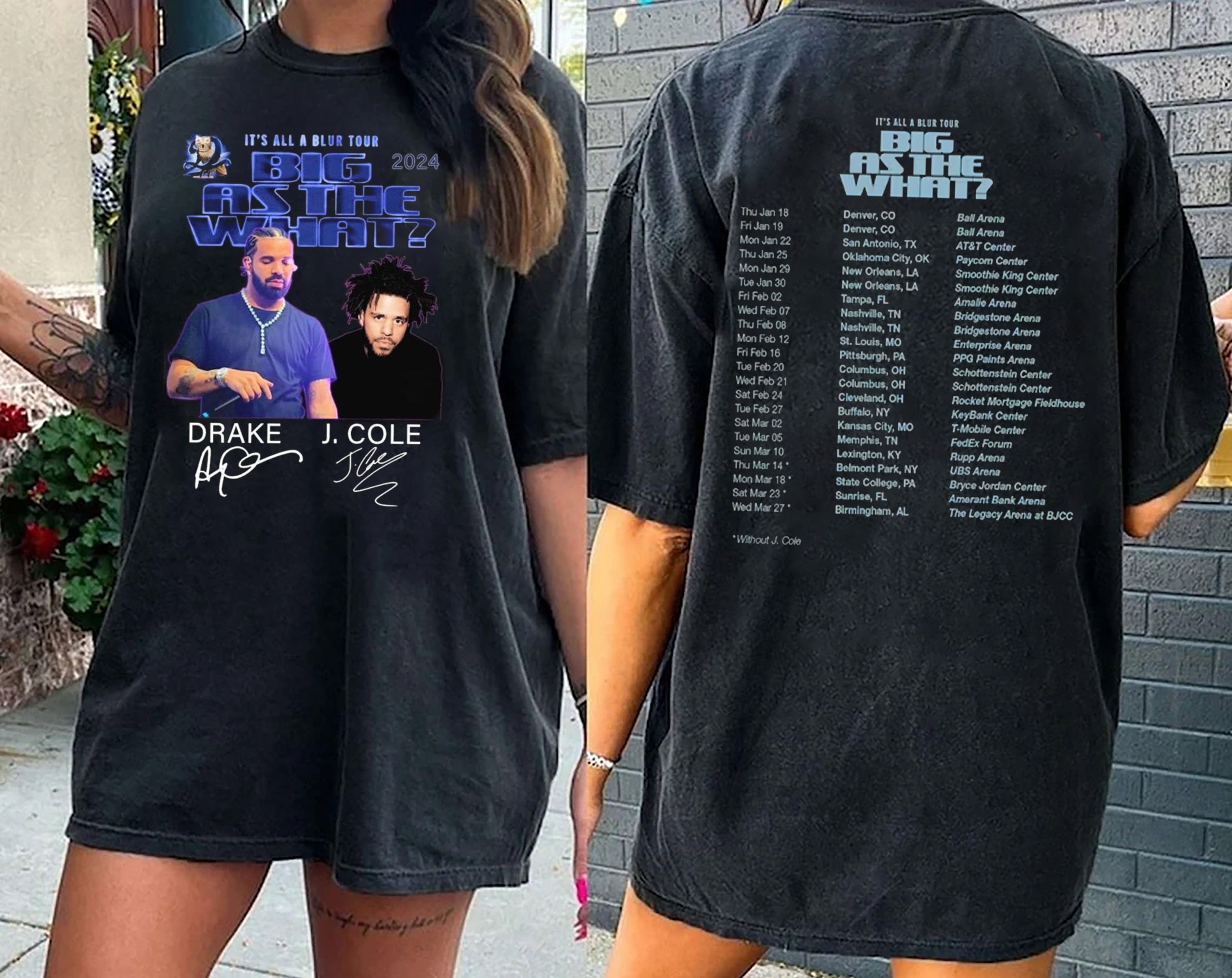 Drake and J Cole Tour 2024 T-Shirt, Drake J Cole Big As The What Tour ...