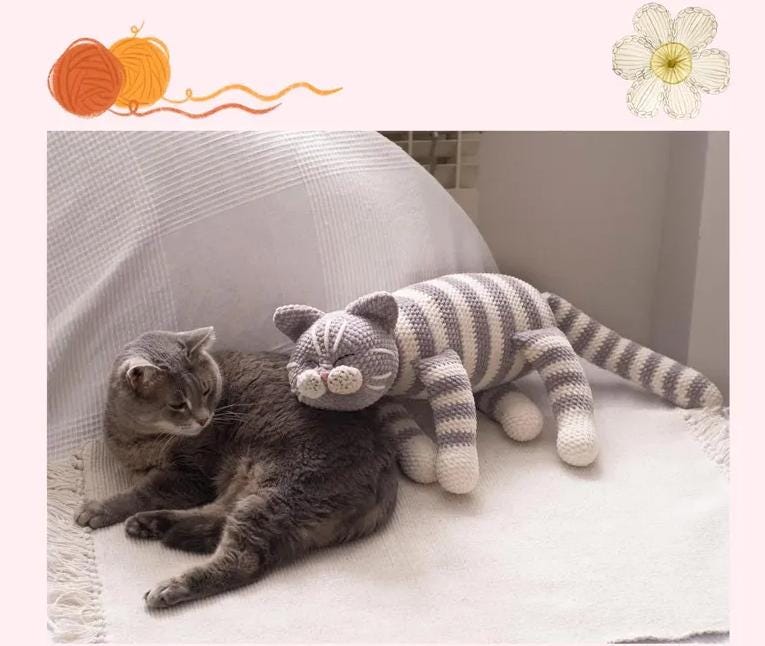 Sleeping Cat Crochet Pattern Plush Kitty Design, Cat Crochet Pattern ...