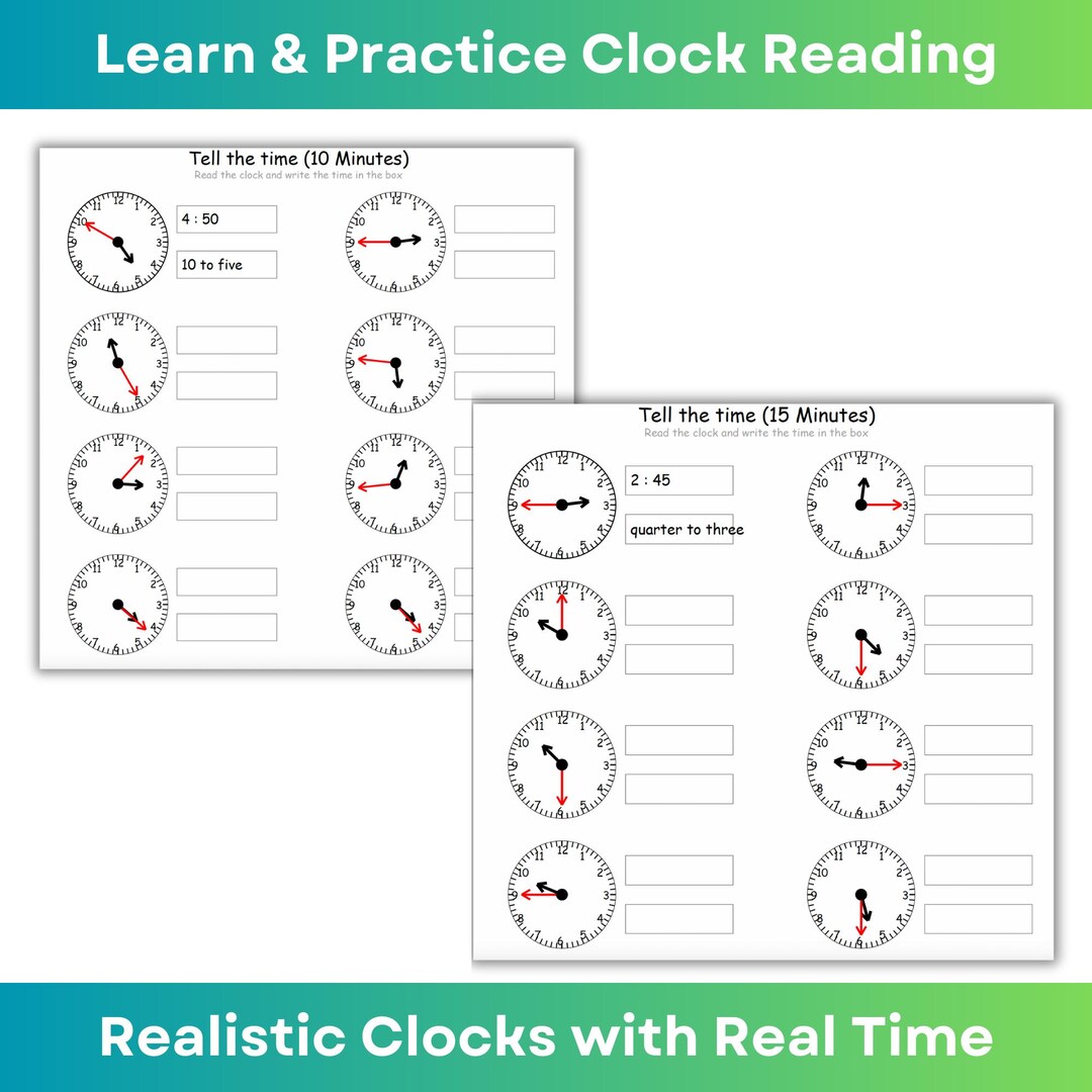Telling Time Worksheets | Kids Time Learning | Analog Clock and Roman ...