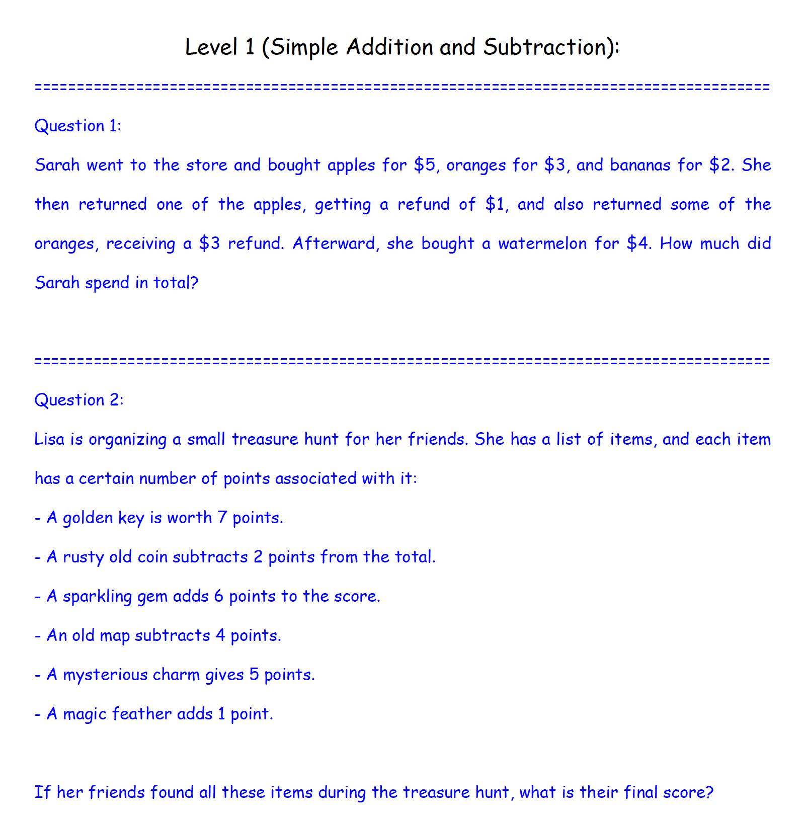 Kids Math Word Problem Worksheets, Instant Download, Printable Addition ...