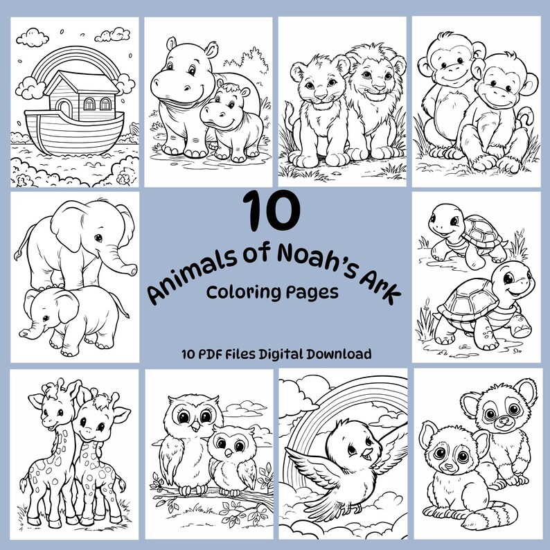Noah's Ark Coloring Pages: Christian Bible Story Activity (instant ...