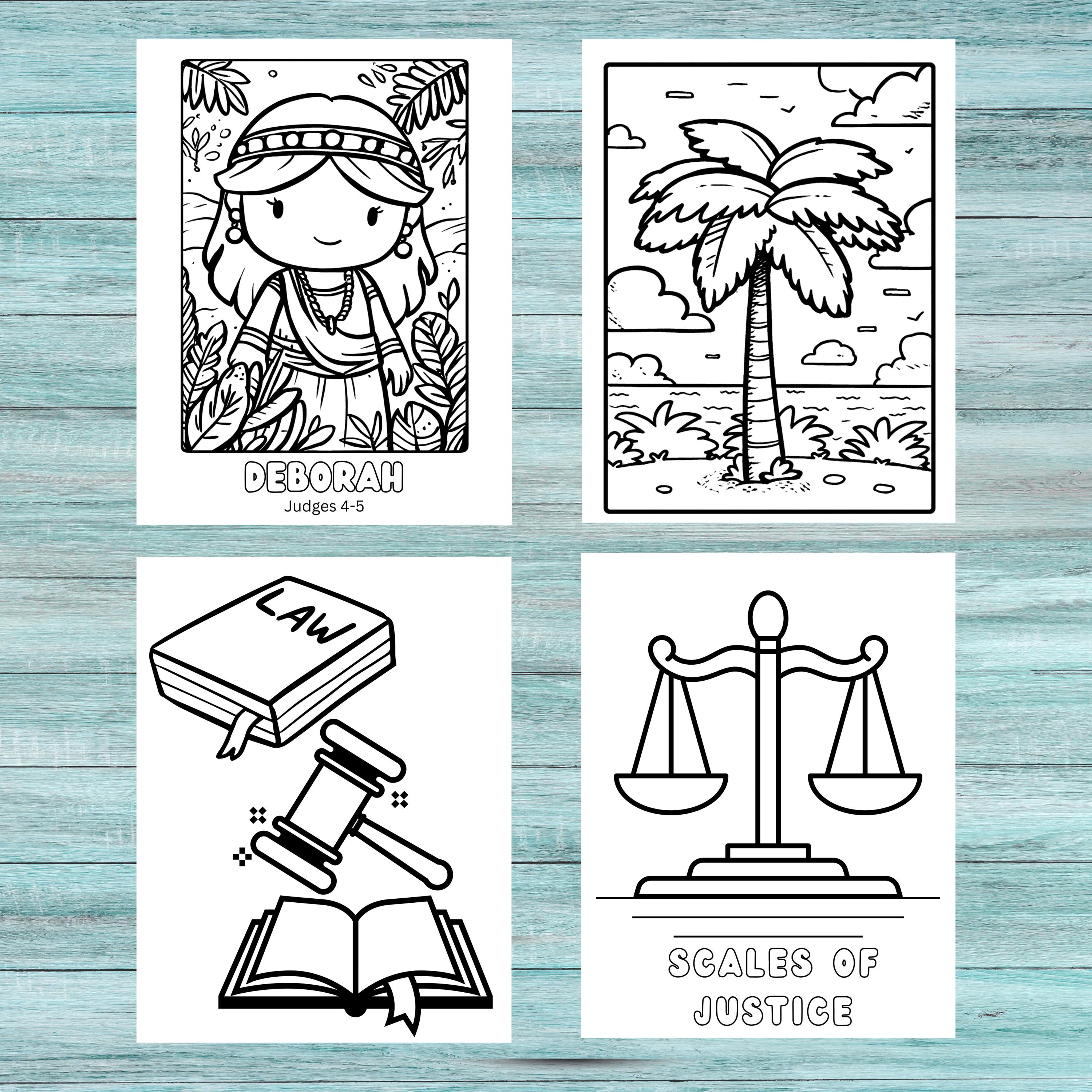 Deborah Bible Story Coloring Pages, Sunday School Craft (PDF/PNG Files ...